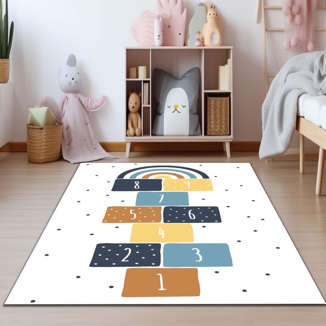 Hopscotch Playroom Rug: Numbers Learning, Custom Kid's Carpet - Etsy