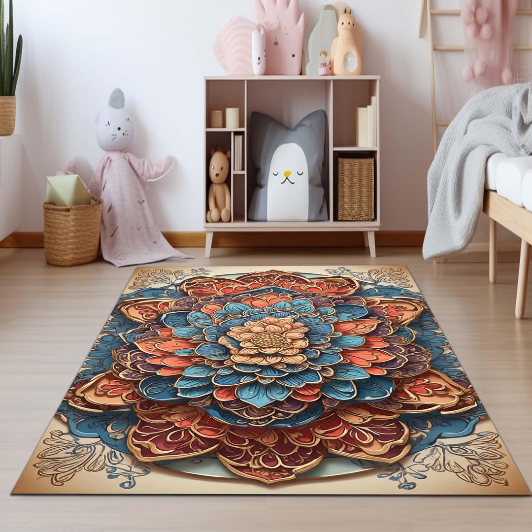 3D Mandala Rug,colorful Mandala Rug for A Vintage Rug Look,cotton ...