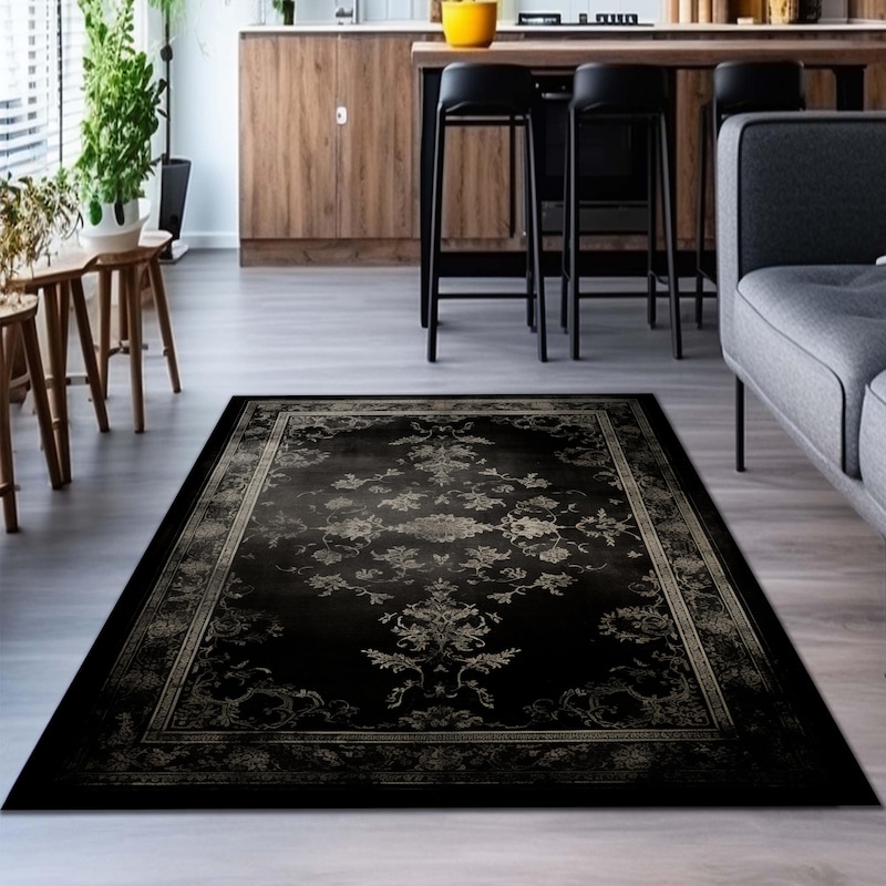 Gold Black Area Rug - Etsy