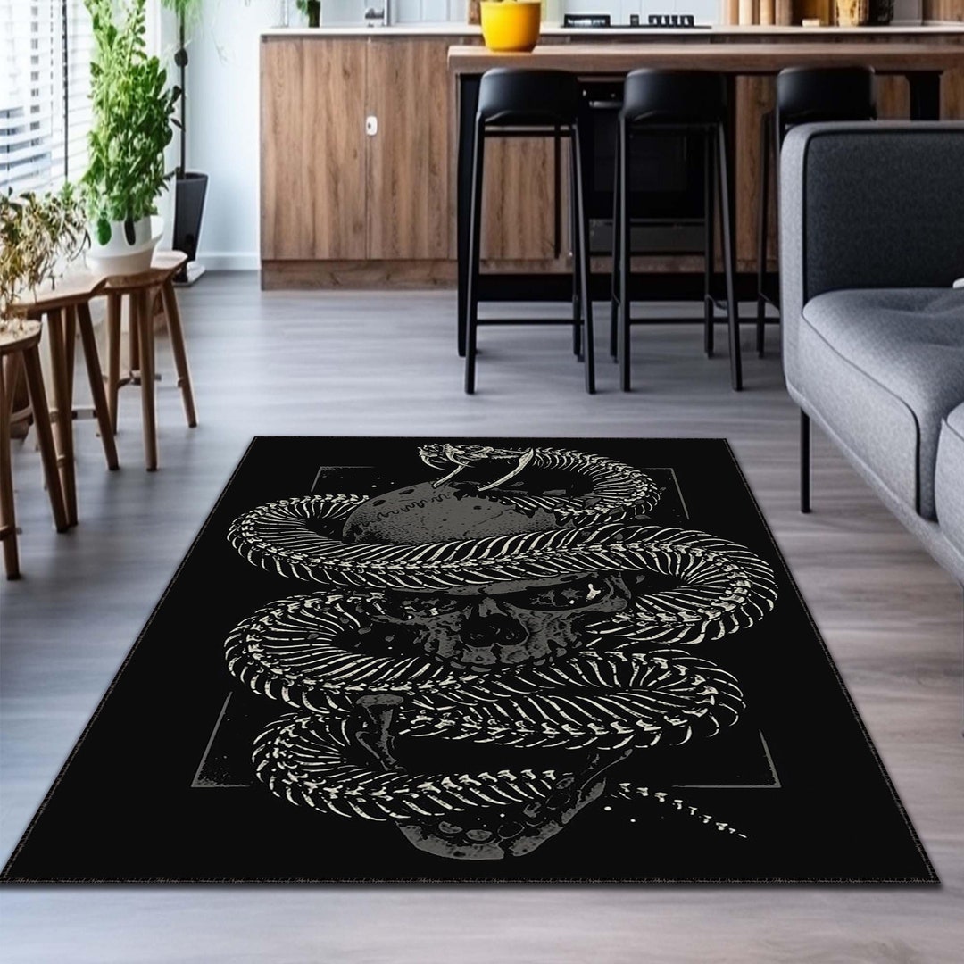 The Snake Rug, Black Snake Design Rug, Snake Pattern Rug, Amazing Snake ...