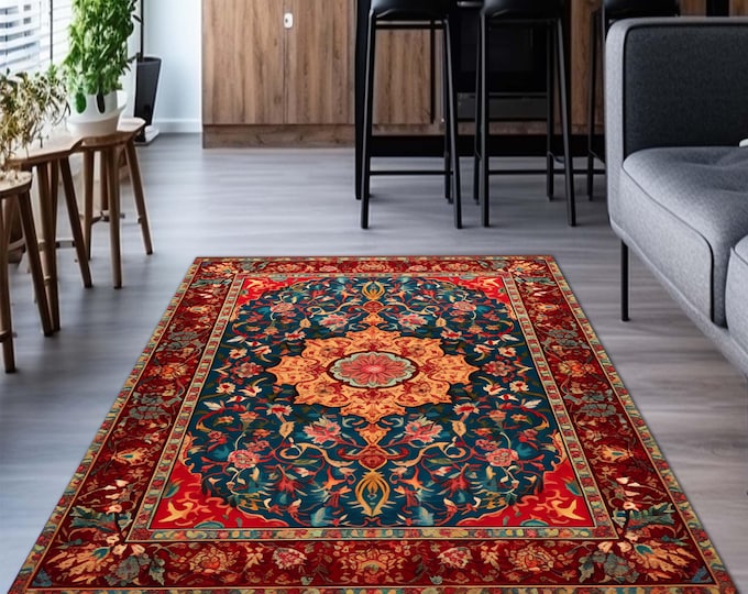 Traditional Red Runner Rug, Perfect for Entryway, Hallway and Kitchen ...