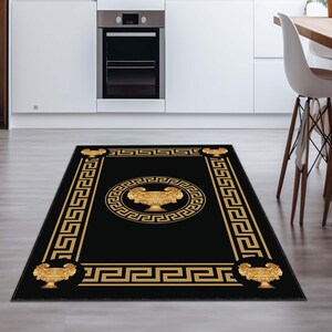 Greek Key Border Carpet: Modern Navy Blue Area Rug - Etsy