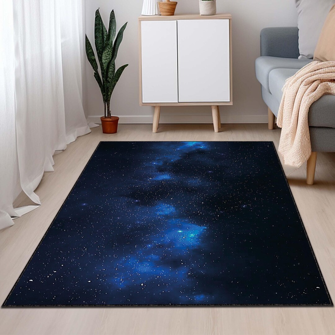 Galaxy Area Rug: Night Sky Star Print, Non-slip Indoor Rug - Etsy
