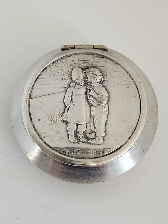 vintage antique silver pill box snuff box German repo… - Gem