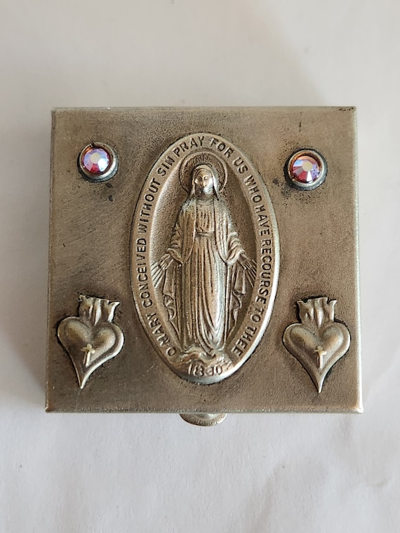 vintage Sacred Heart mother Mary box - Gem