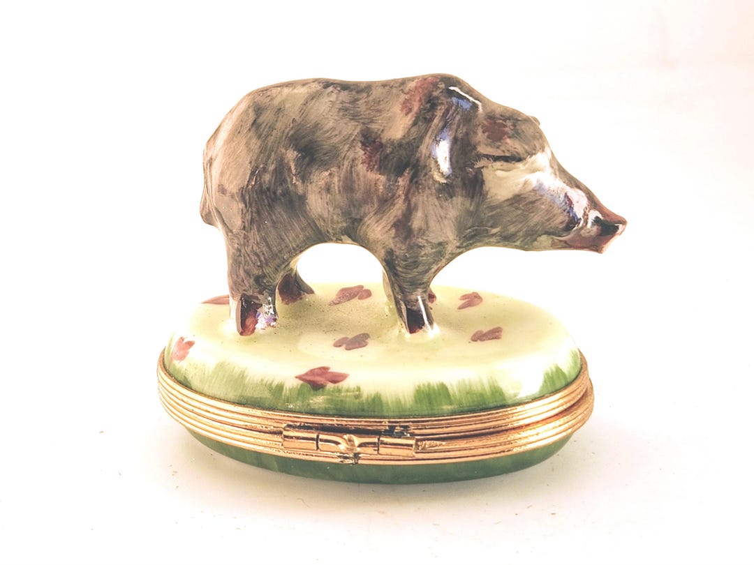 Limoges Wild Boar Box French Porcelain Animal - Etsy