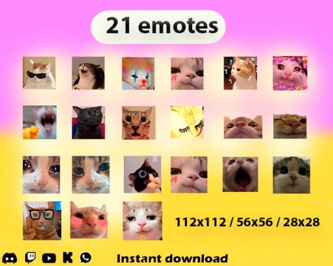 Paquete De 21 Emotes De Gato Para Twitch, Youtube, Discord, Kick ...