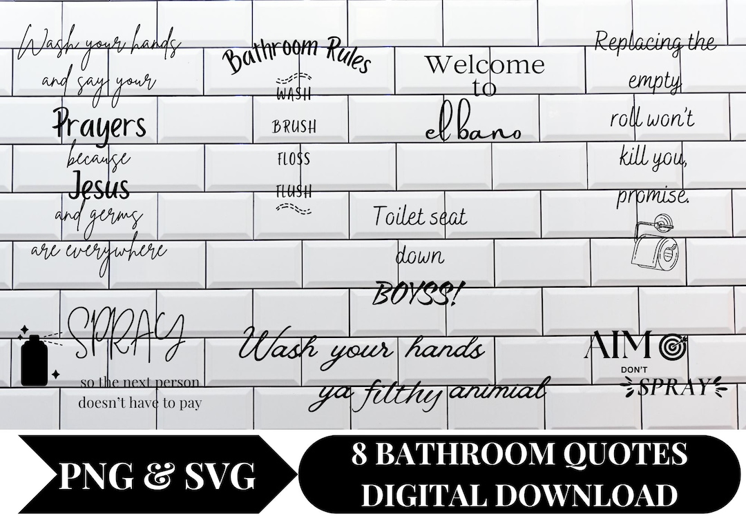 8 Bathroom Quotes for Print to Frame digital Download - Etsy