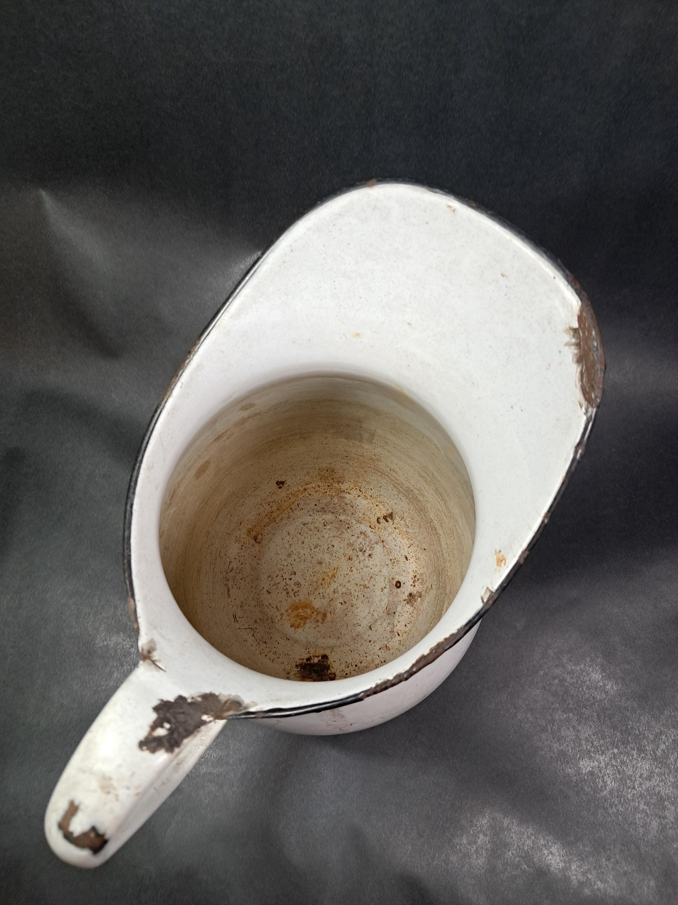 Primitive Old 1900's Large Antique White Enamelware Pitcher - Etsy