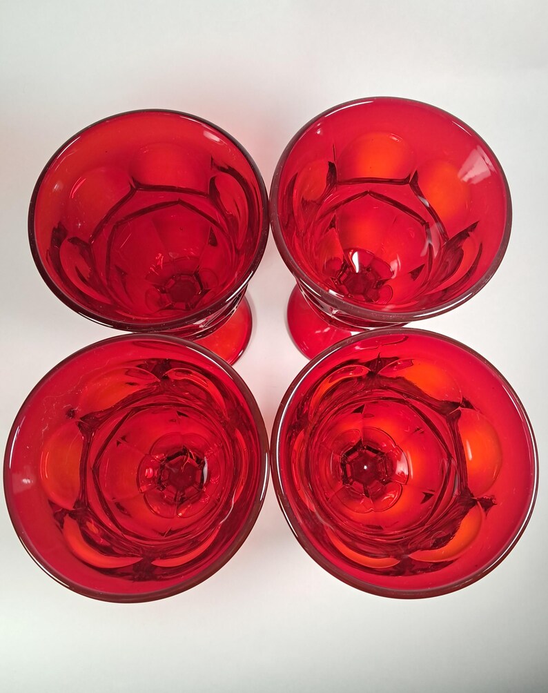 Vintage Fostoria Argus Ruby Red Water Wine Goblets Glasses 8oz Set of 4 ...