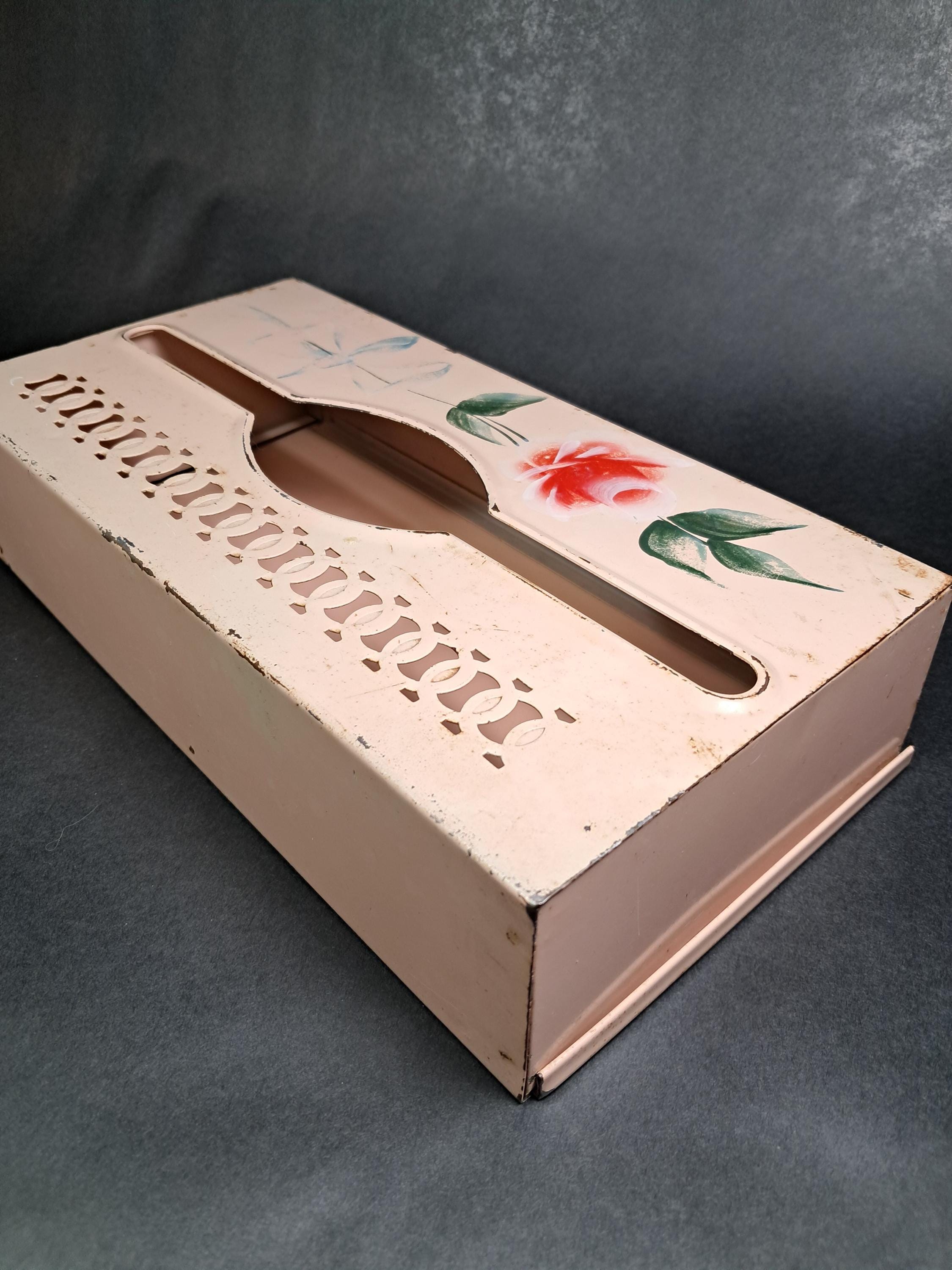 Vintage Tissue Box Cover Pink Peach Floral Rectangular MCM 1950s - Etsy
