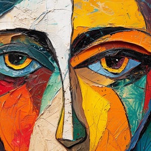 Original Colorful Portrait Oil Painting on Canvas, Abstract Pretty ...