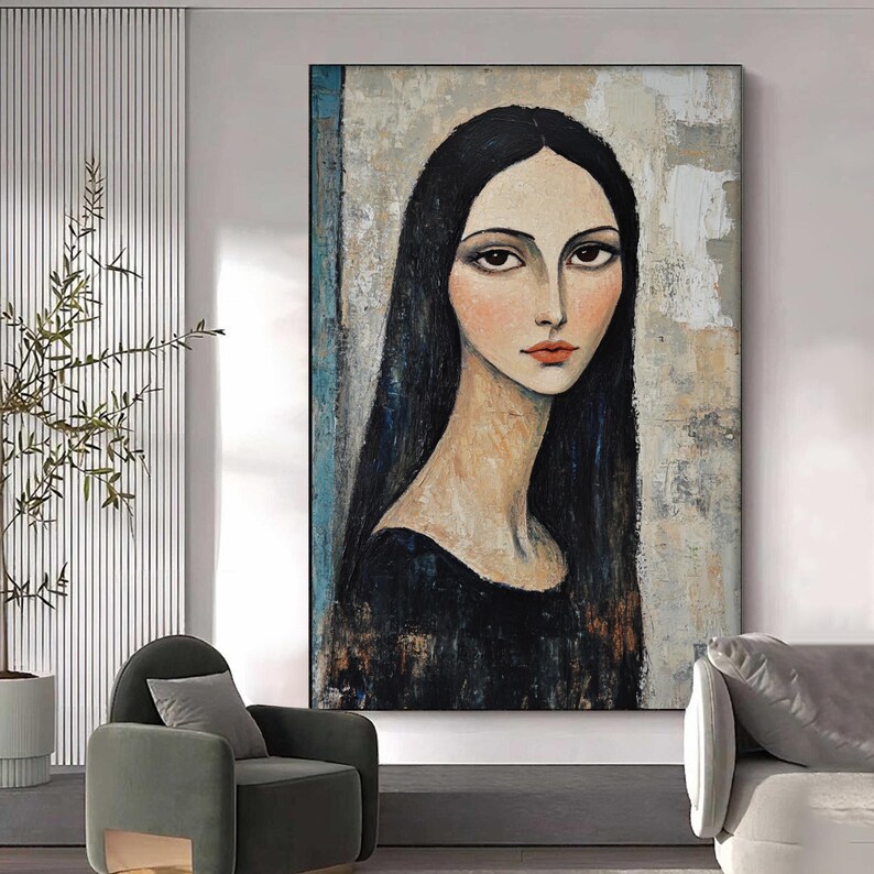 Original Abstract Woman Oil Painting, Textured Portrait Wall Art - Etsy