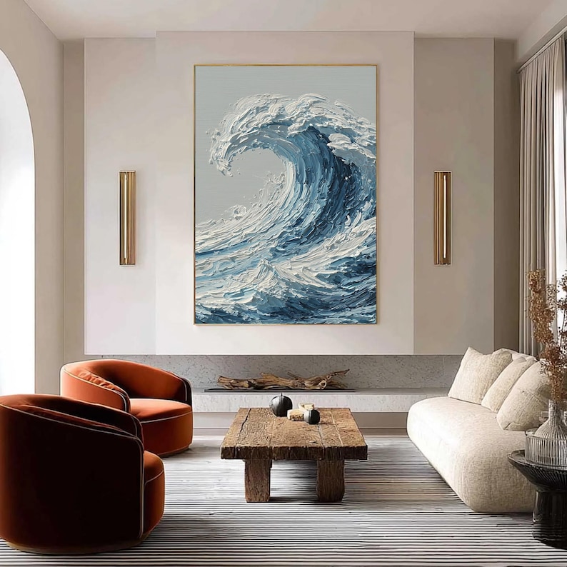 Textured Wave Painting, Impasto Seascape Canvas, Coastal 3D Wall Art - Etsy