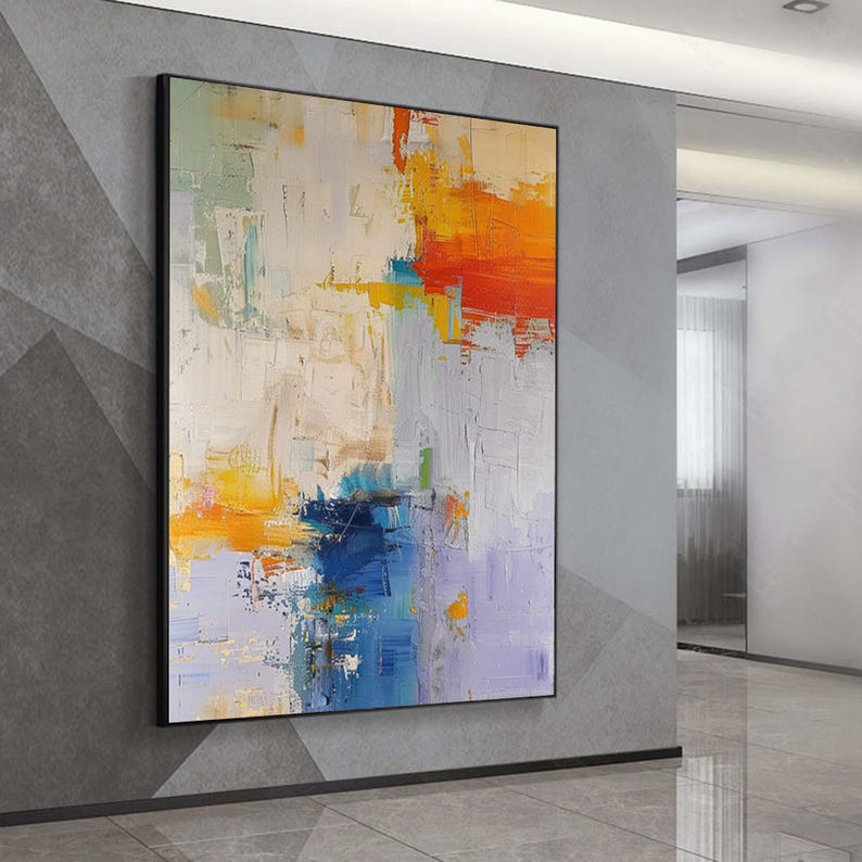 Textured Abstract Oil Painting, Palette Knife Canvas Art, Modern Home ...