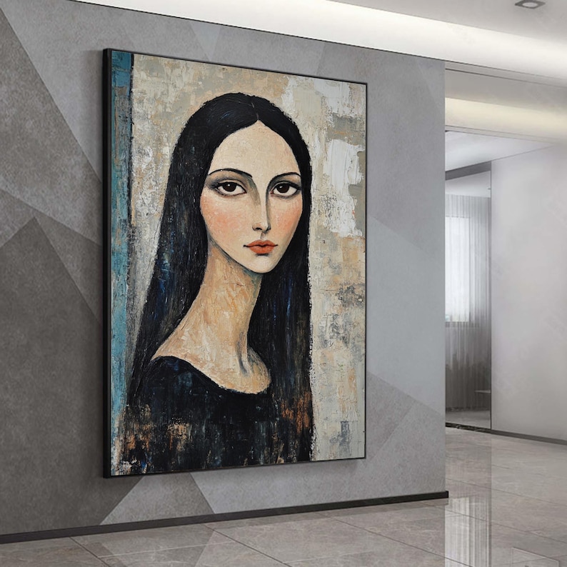 Original Abstract Woman Oil Painting, Textured Portrait Wall Art - Etsy