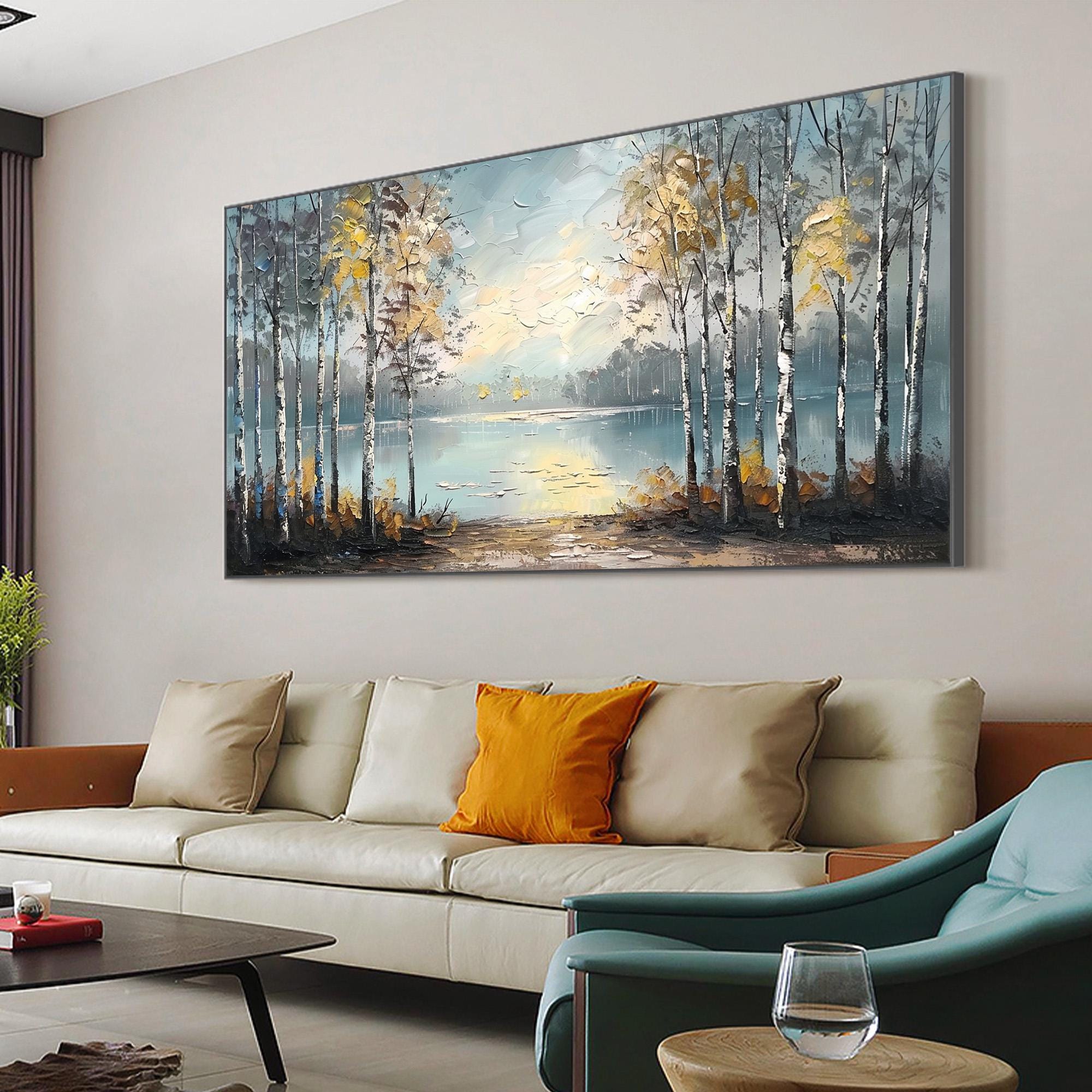 Original Abstract Forest Oil Painting on Canvas, Colorful Tree ...