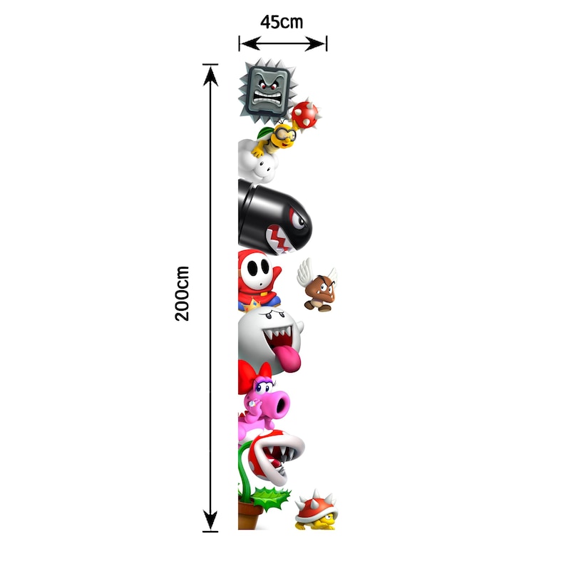 Mario Characters VS Enemies Peeping Wall Stickers STRONG Vinyl Many ...