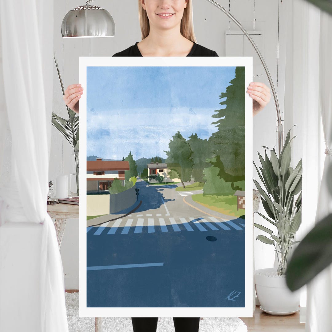 Town in the Woods | Unframed Print of Original Artwork | Suburban Scene ...