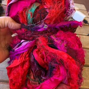 190 Grams, Unstitched, Recycled Silk Ribbon Bits, Knitting Crochet ...