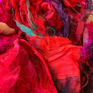 190 Grams, Unstitched, Recycled Silk Ribbon Bits, Knitting Crochet ...