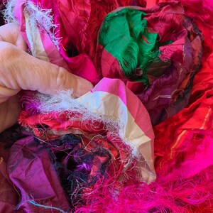 190 Grams, Unstitched, Recycled Silk Ribbon Bits, Knitting Crochet ...