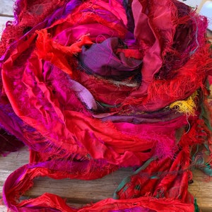 190 Grams, Unstitched, Recycled Silk Ribbon Bits, Knitting Crochet ...