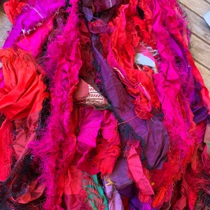 190 Grams, Unstitched, Recycled Silk Ribbon Bits, Knitting Crochet ...