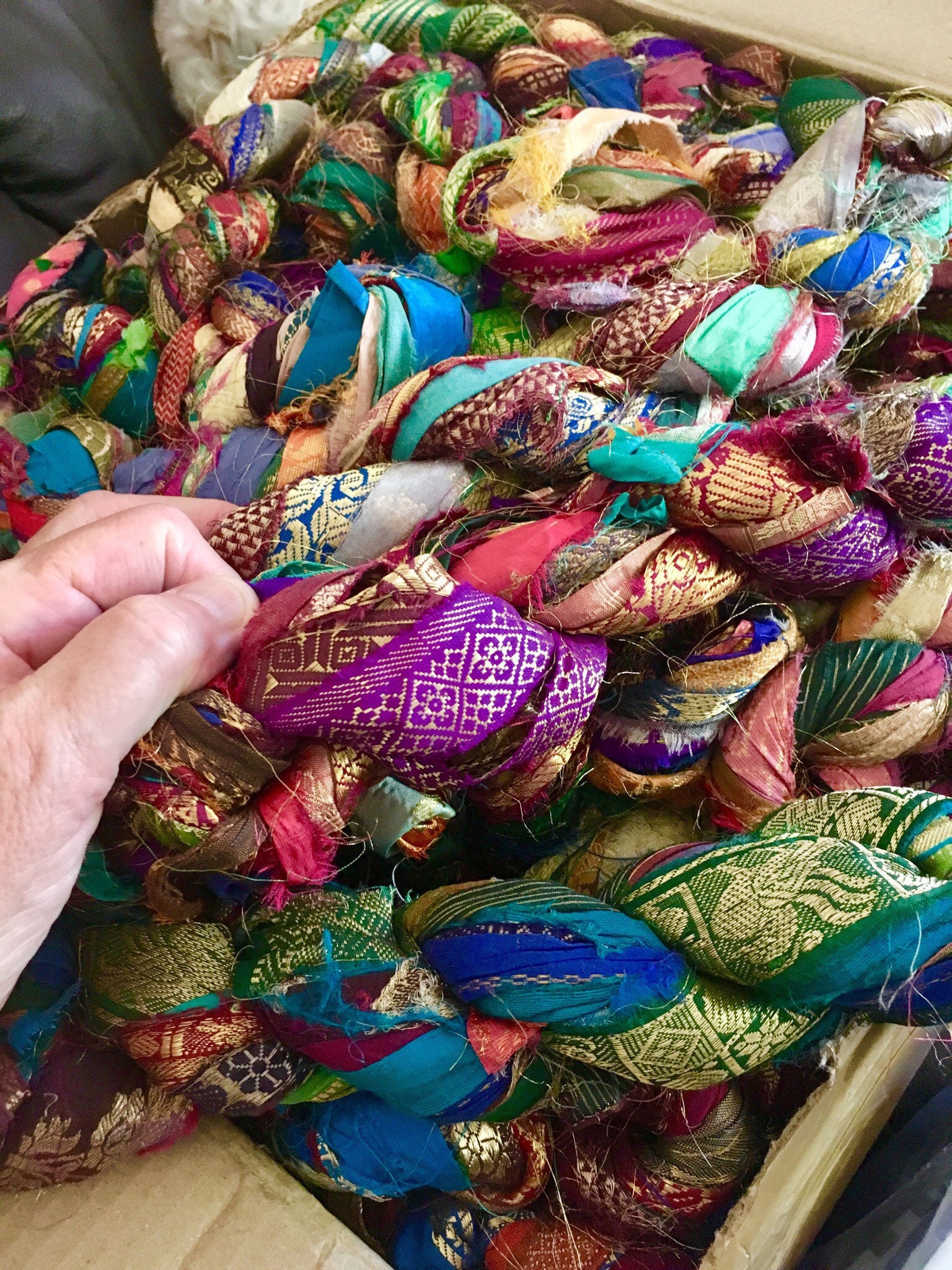 recycled silk sari border ribbon mixed multicolor metallic | Etsy