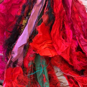 190 Grams, Unstitched, Recycled Silk Ribbon Bits, Knitting Crochet ...