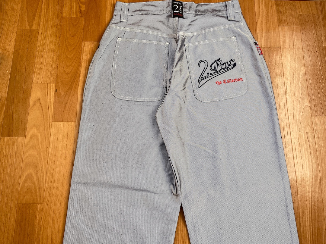 2pac Jeans, Shiny Gray Vintage Baggy Jeans, Silver Metallic, 90s Hip ...