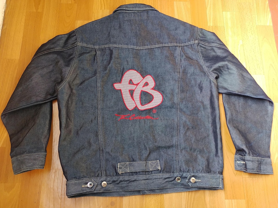 FUBU Jacket, Vintage Hip-hop Denim Jacket, Shiny Metallic Blue Jeans ...