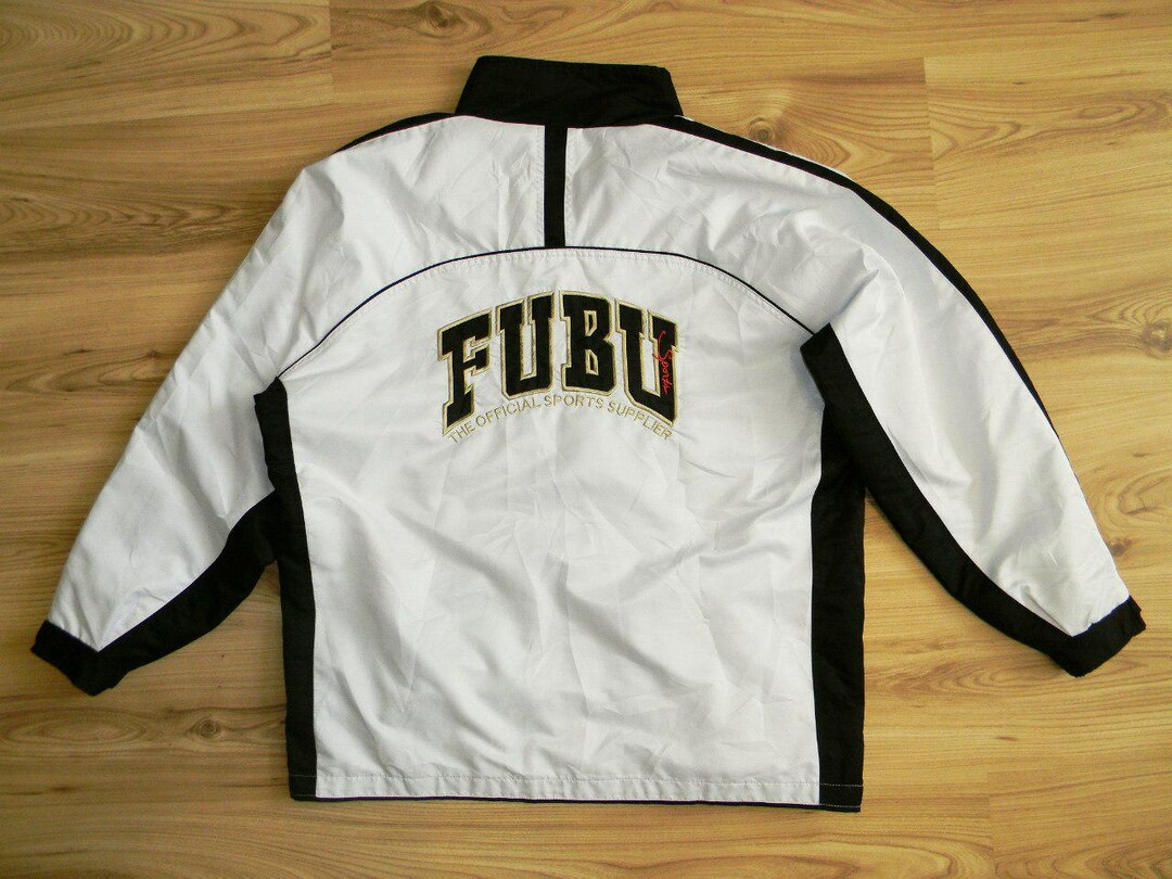 FUBU Jacket, White, Vintage Fubu Windbreaker, 90s Hip Hop Clothing, 1990s Hip-hop, Gangsta Rap ...