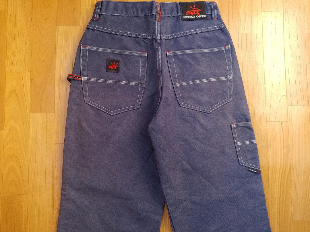 Sancezz Jeans, Vintage Shiny Blue Hip Hop Pants, 90s Hip-hop Clothing ...