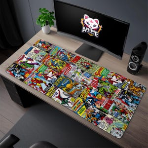 Classic Comic Book Covers Desk Mat Retro Superhero Mouse Pad With ...