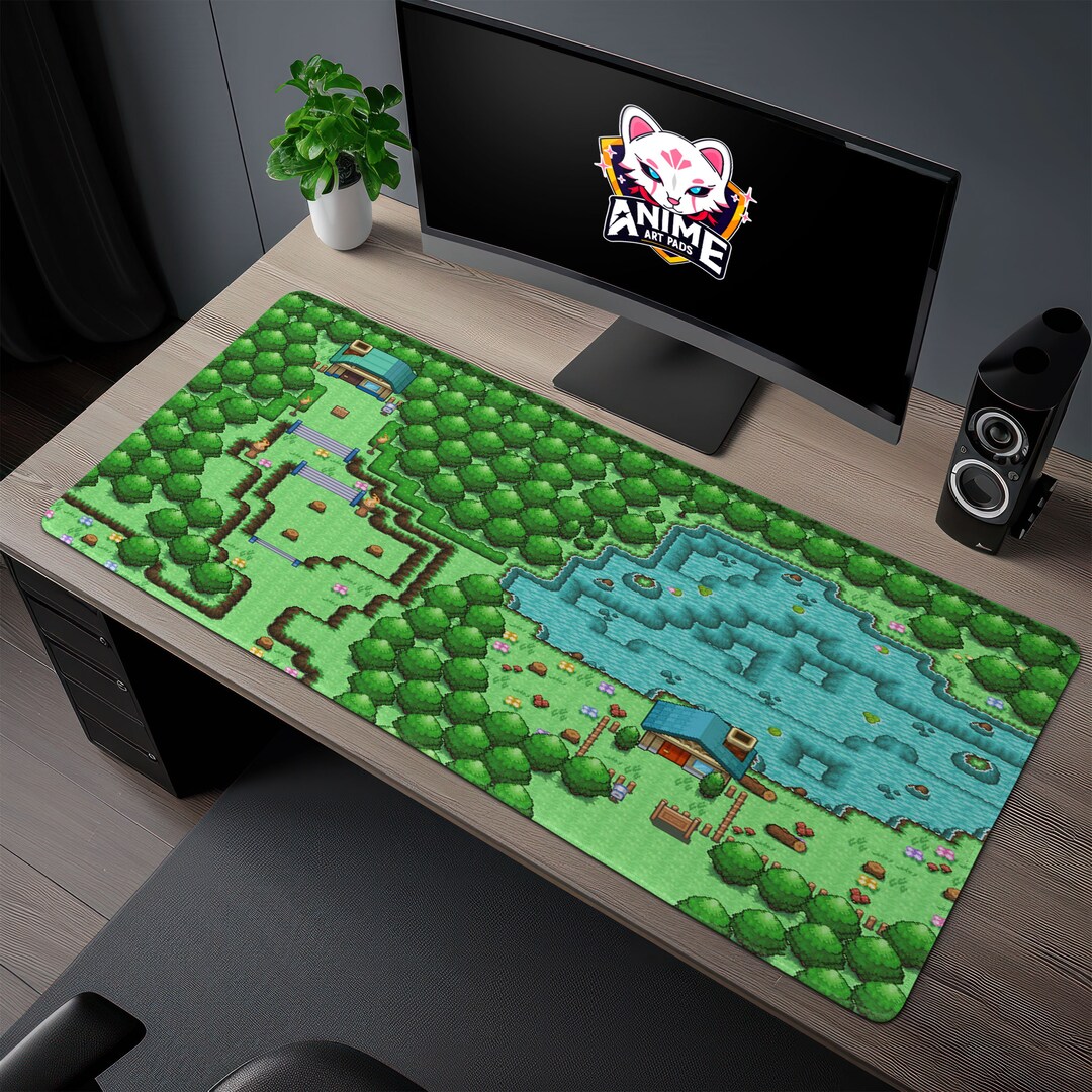 Pixel Pokémon World Map Desk Mat, Classic Video Game Landscape ...