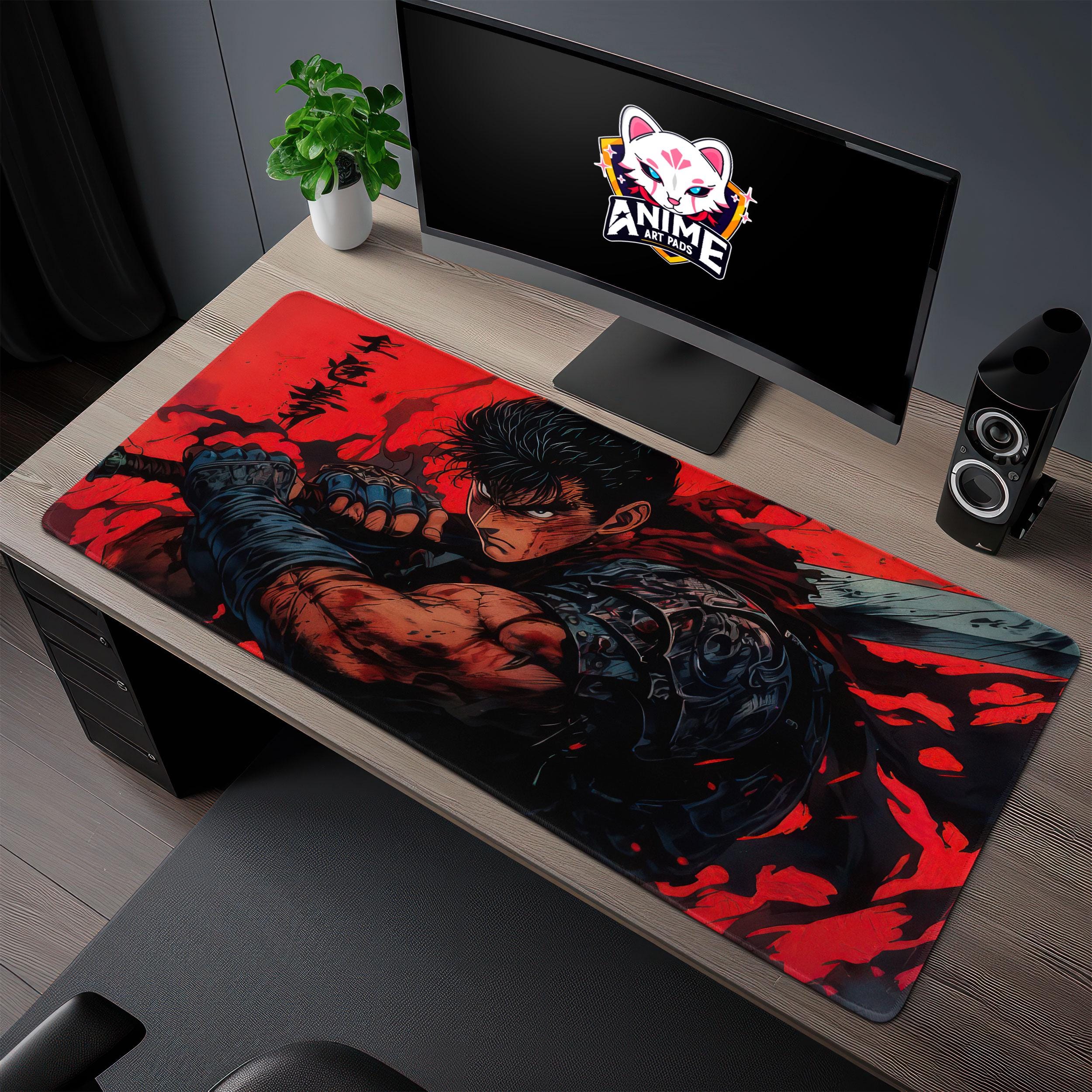 Berserk Guts Warrior Rage Gaming Mouse Pad Intense Battle Scene Desk ...