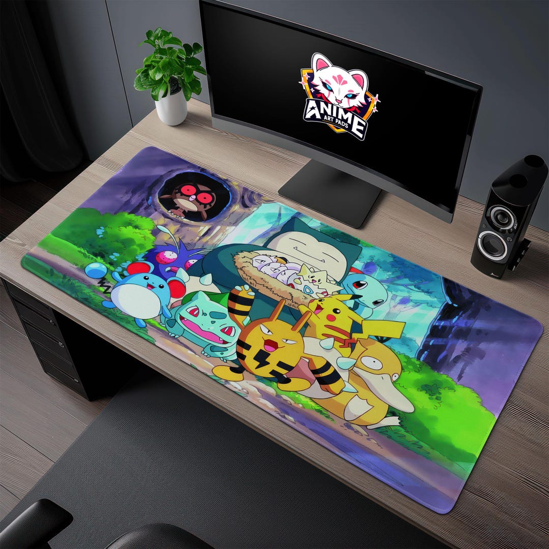 Snorlax's Nap Time Mouse Pad Pokémon Friends Gather Around Gaming Desk ...