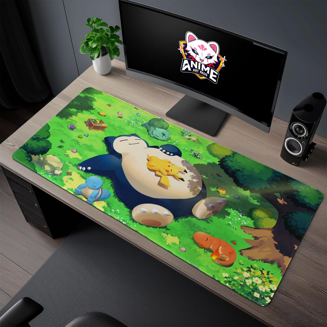 Pokémon Relaxation Mouse Pad Cute Gaming Desk Mat With Snorlax, Pikachu ...