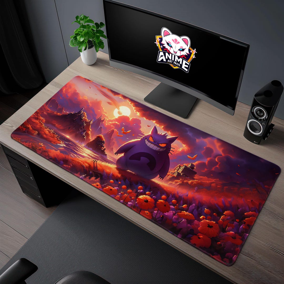 Gengar's Sunset Dominion Gaming Mouse Pad Eerie Dusk Scene Desk Mat for ...