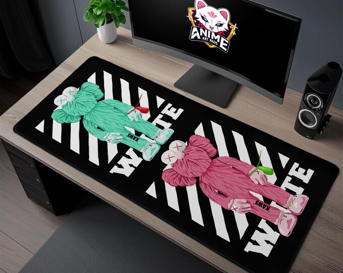 Off-white Desk Mat Trendy Black and White Gaming Mouse Pad With ...