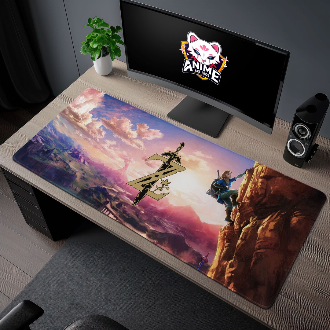 Legend of Zelda Adventure Desk Mat, Epic Link Landscape Art, Perfect ...