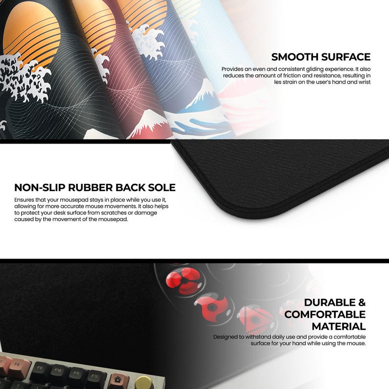 Sharingan Evolution Desk Mat Powerful Naruto Anime Mouse Pad for Uchiha ...