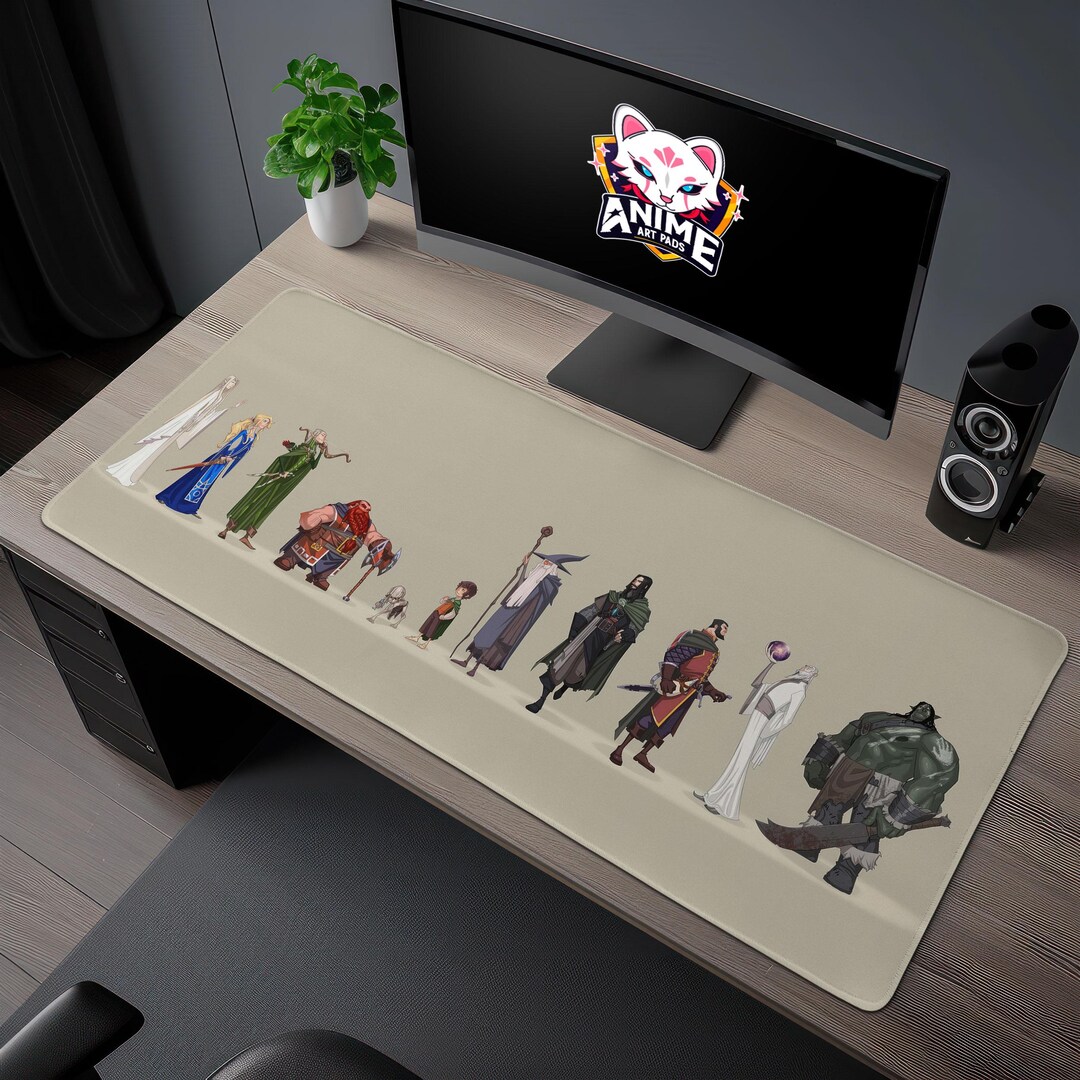 Full Fellowship Lineup Desk Mat Detailed LOTR Characters, Essential for ...