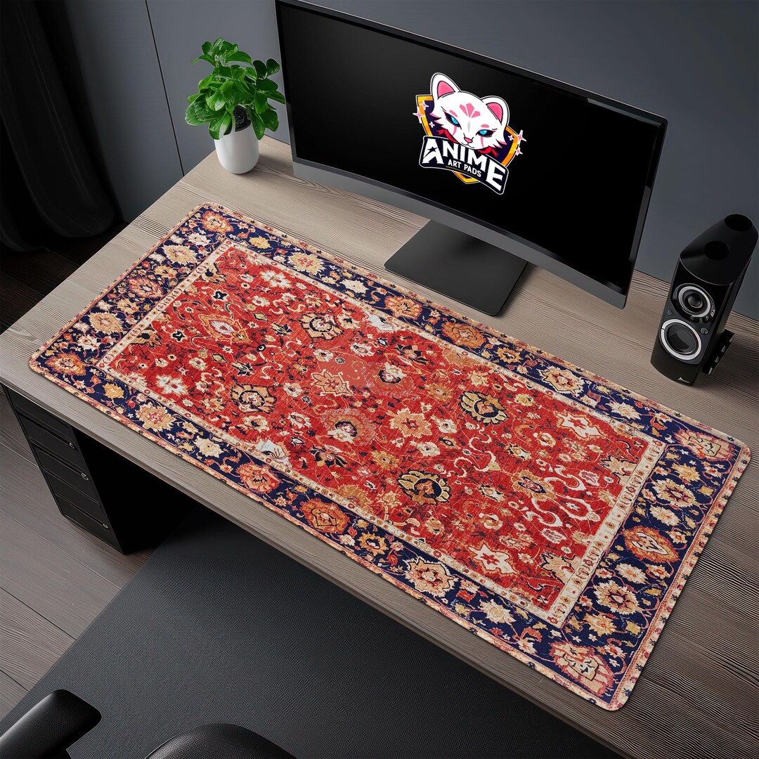 Persian Rug Desk Mat Luxurious Oriental Gaming Mouse Pad With Rich Red ...
