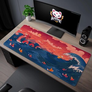 Ocean Battle Gyarados Desk Mat Epic Wave Gaming Mouse Pad With Magikarp ...