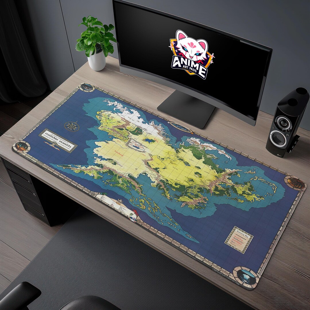 Middle Earth Map Desk Mat Detailed LOTR Geography, Ideal Gift for ...