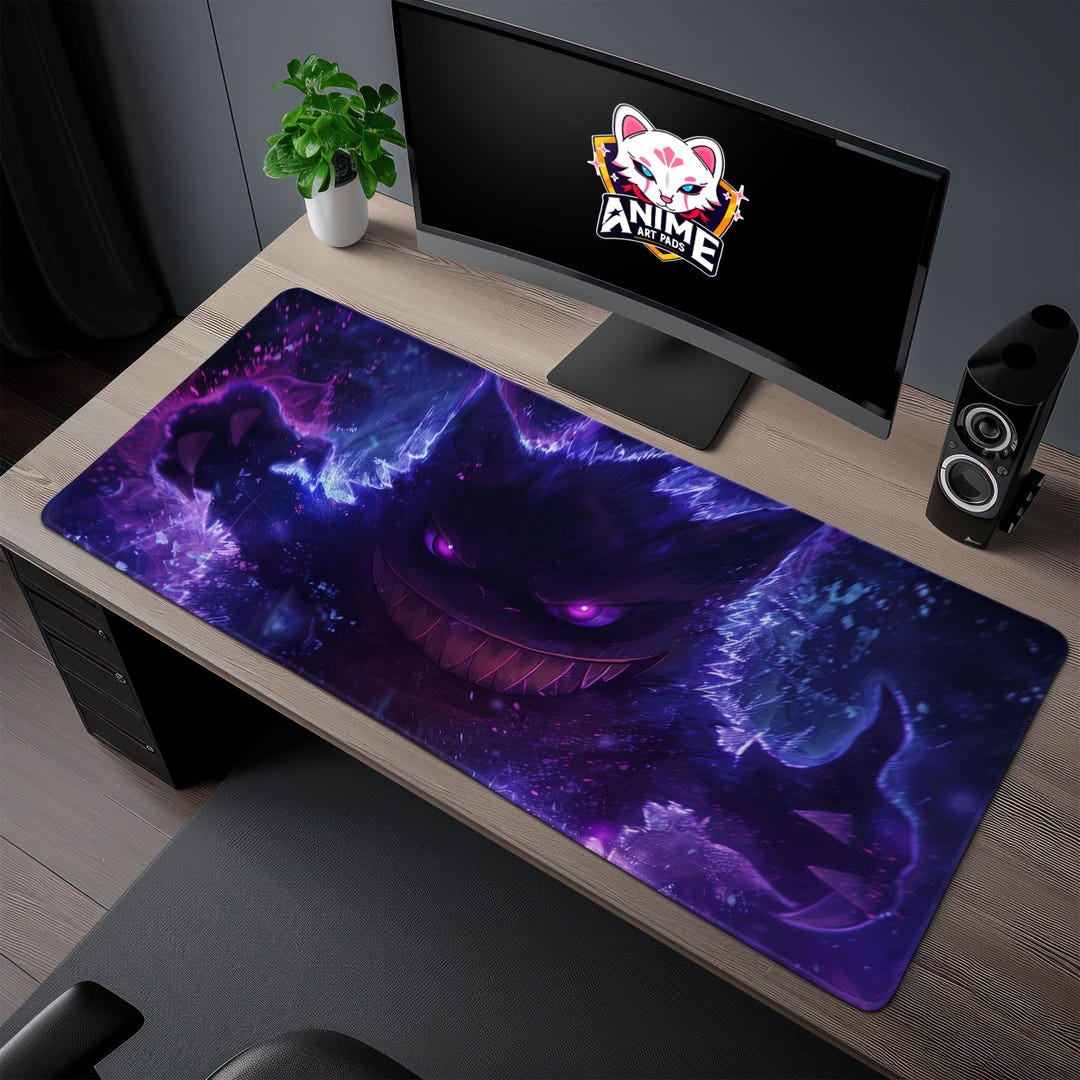 Dynamic Gengar Electric Mouse Pad Eerie Purple Lightning Desk Mat ...