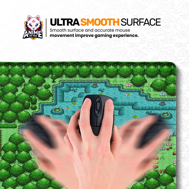 Pixel Pokémon World Map Desk Mat, Classic Video Game Landscape ...