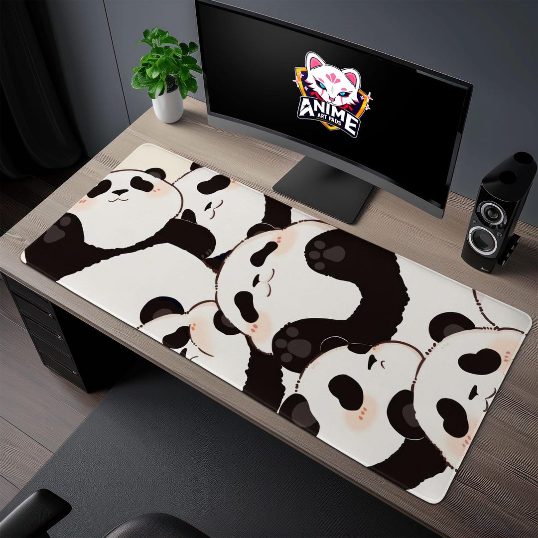 Cute Panda Mouse Pad Adorable Black and White Panda Design Gaming Desk ...